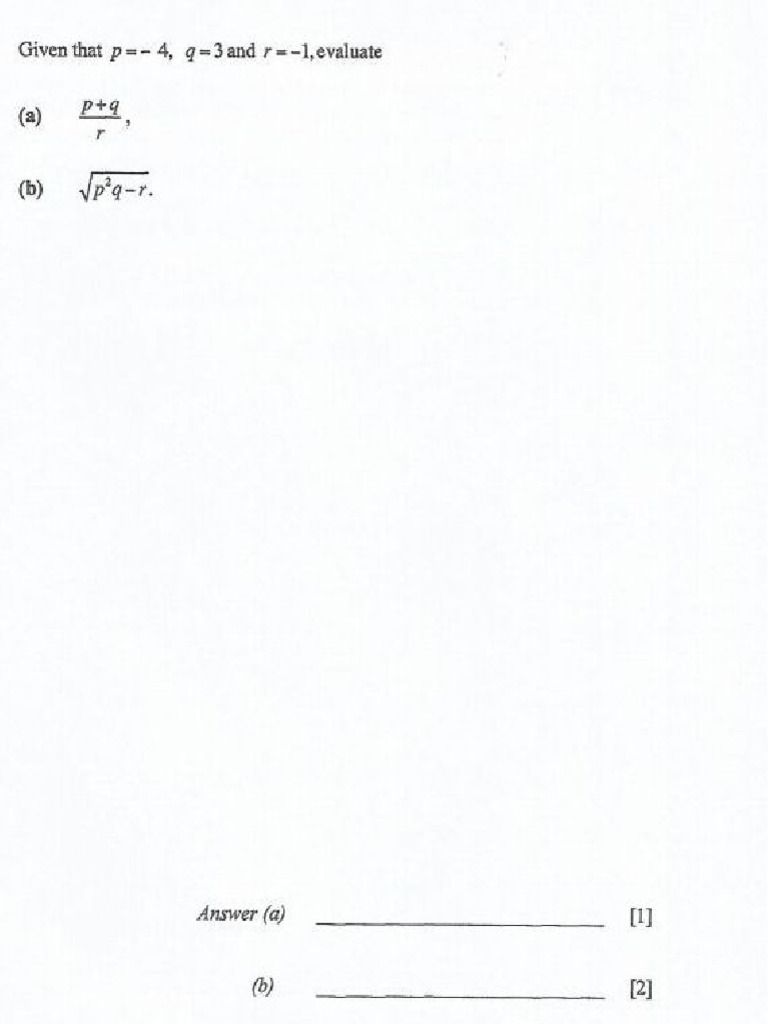 O Level - Level 1 Maths Test | PDF