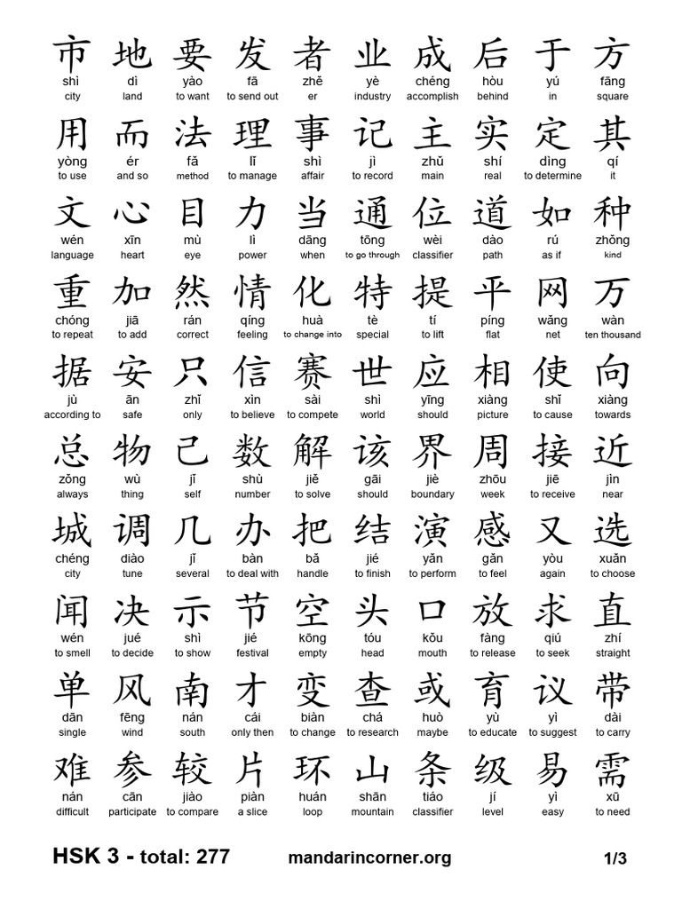 HSK 3 Vocabulary Guide | PDF