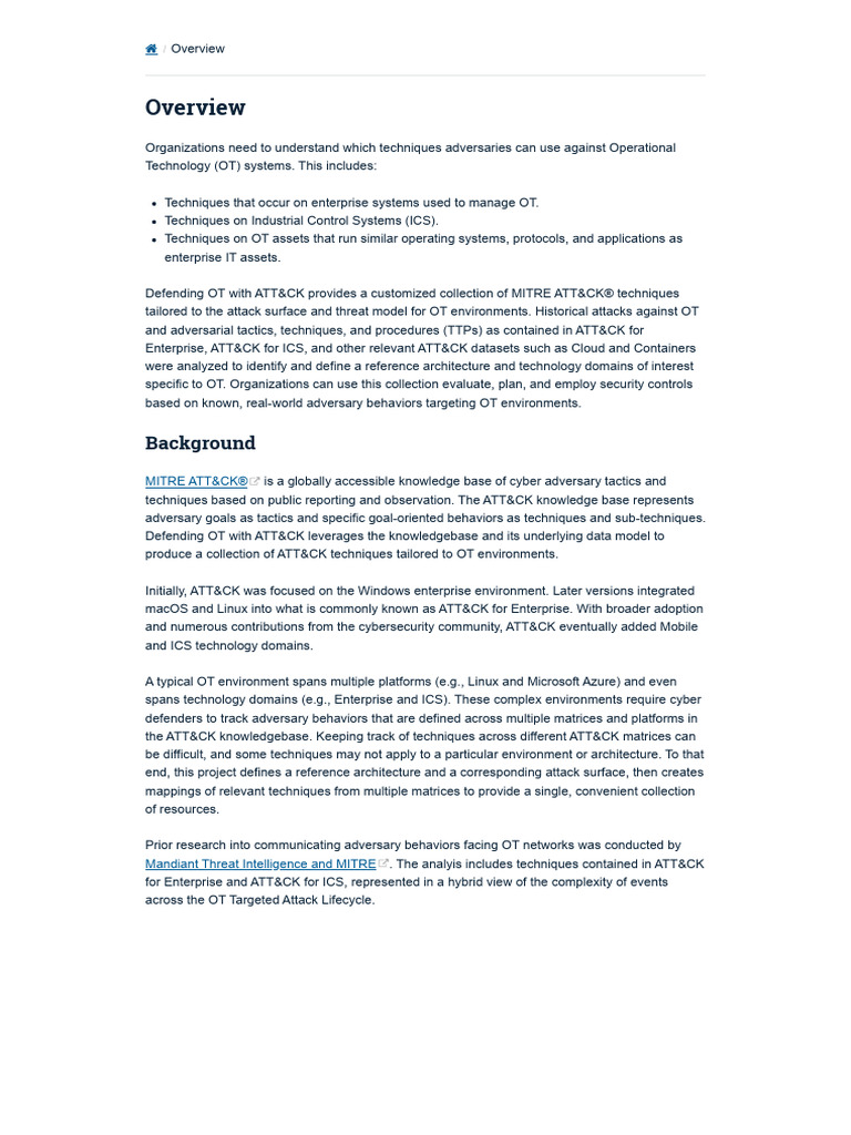 Defending OT: ATT&CK Techniques Guide | PDF | Computer Security | Security