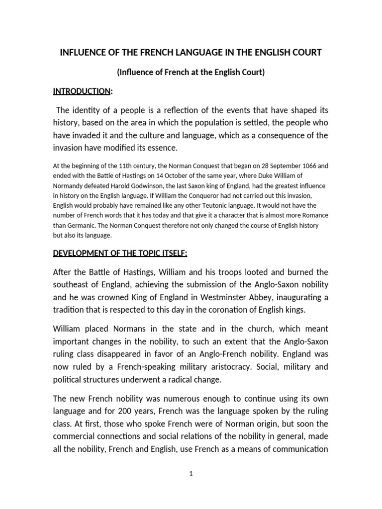 Influence of French in The English Court | PDF | English Language ...