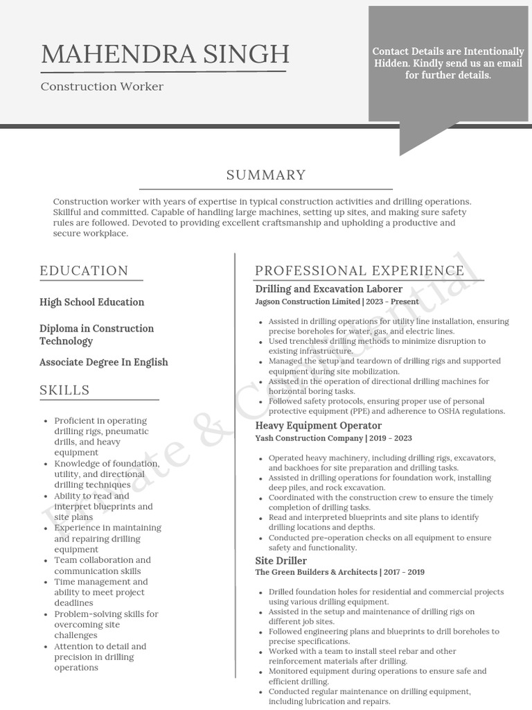 Mahendra Singh Cv | PDF | Drilling | Drilling Rig