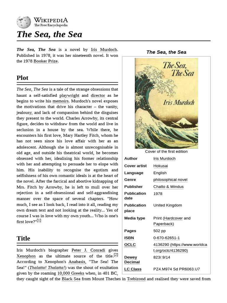 Iris Murdoch's The Sea, The Sea Overview | PDF | European Novels ...