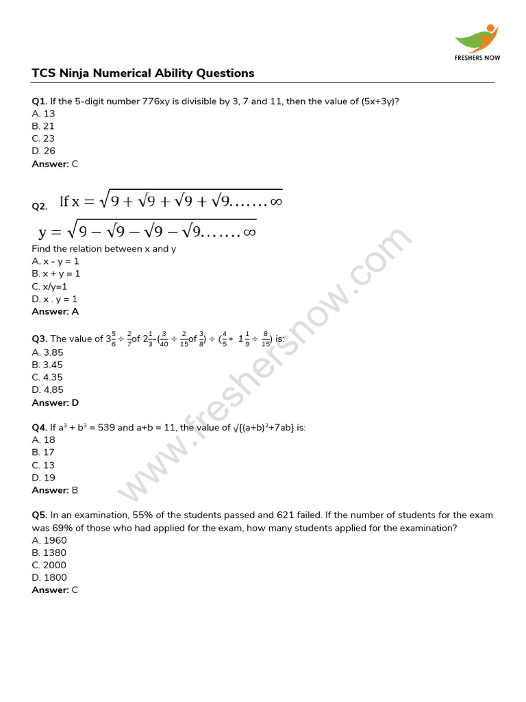 TCS NQT 14th September 2021 Slot 1 Question Paper - TCS-NQT-14th ...