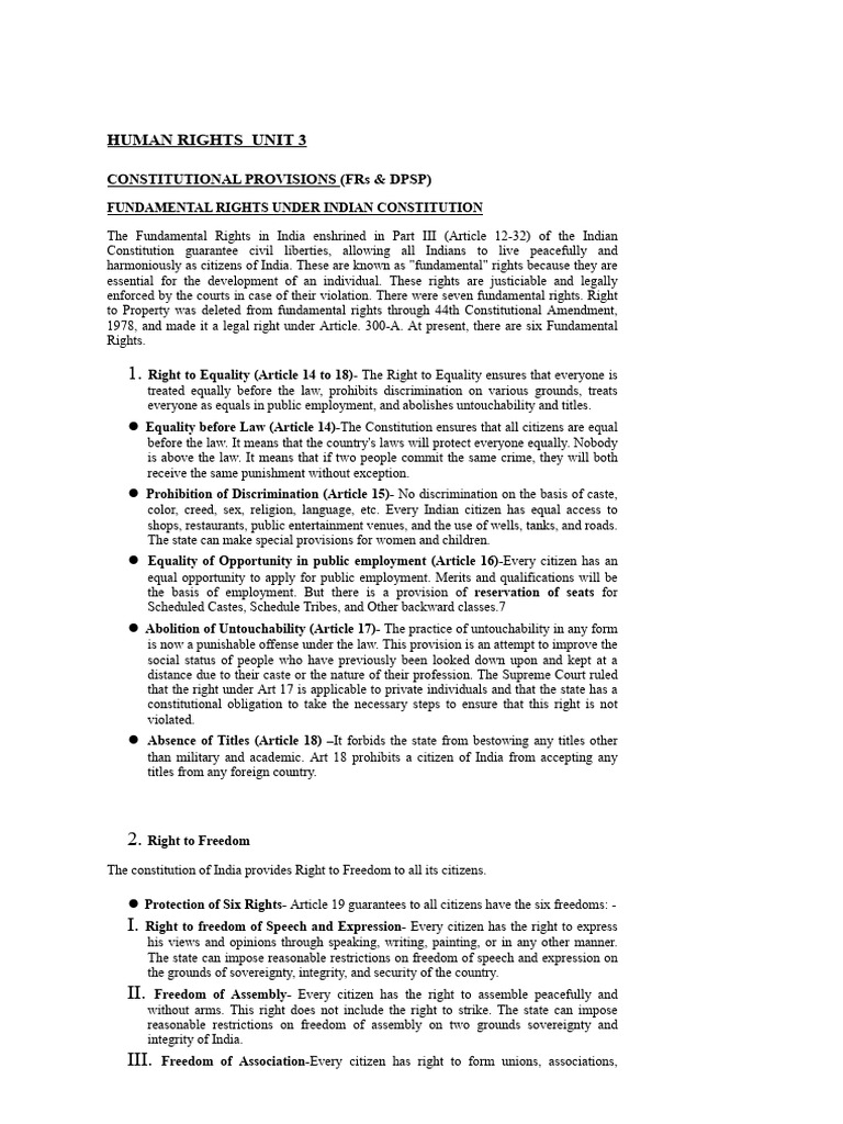HUMAN RIGHTS UNIT 3 | PDF | Human Rights | Dalit