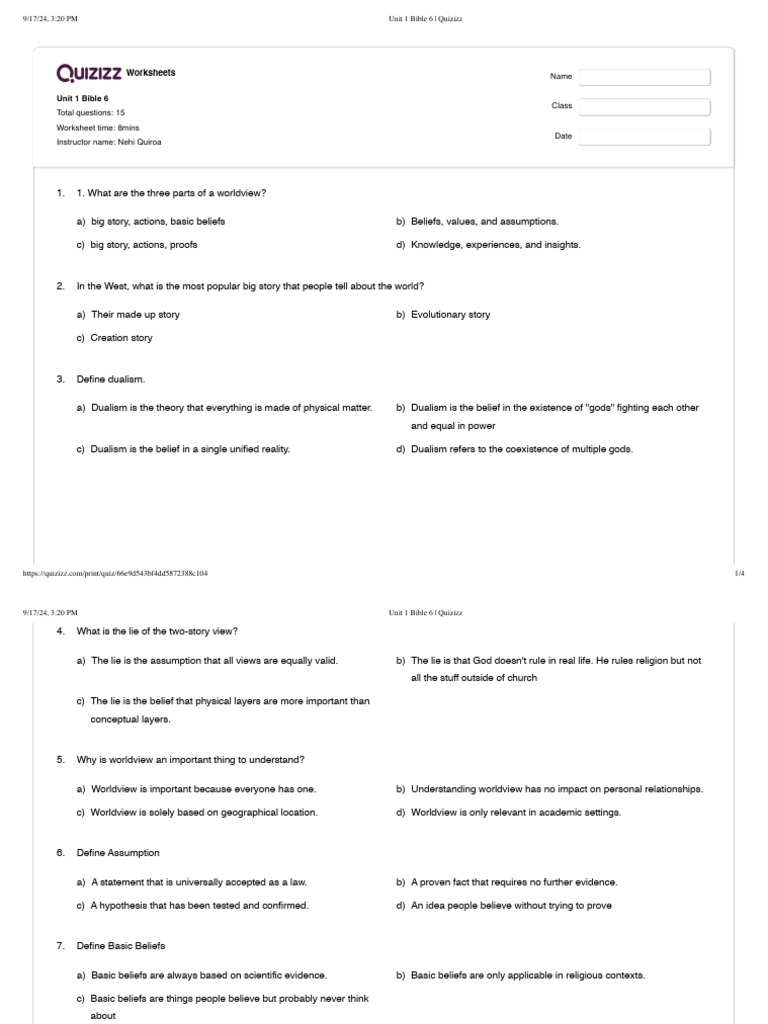 Unit 1 Bible 6 - Quizizz | PDF | Epistemology | Science