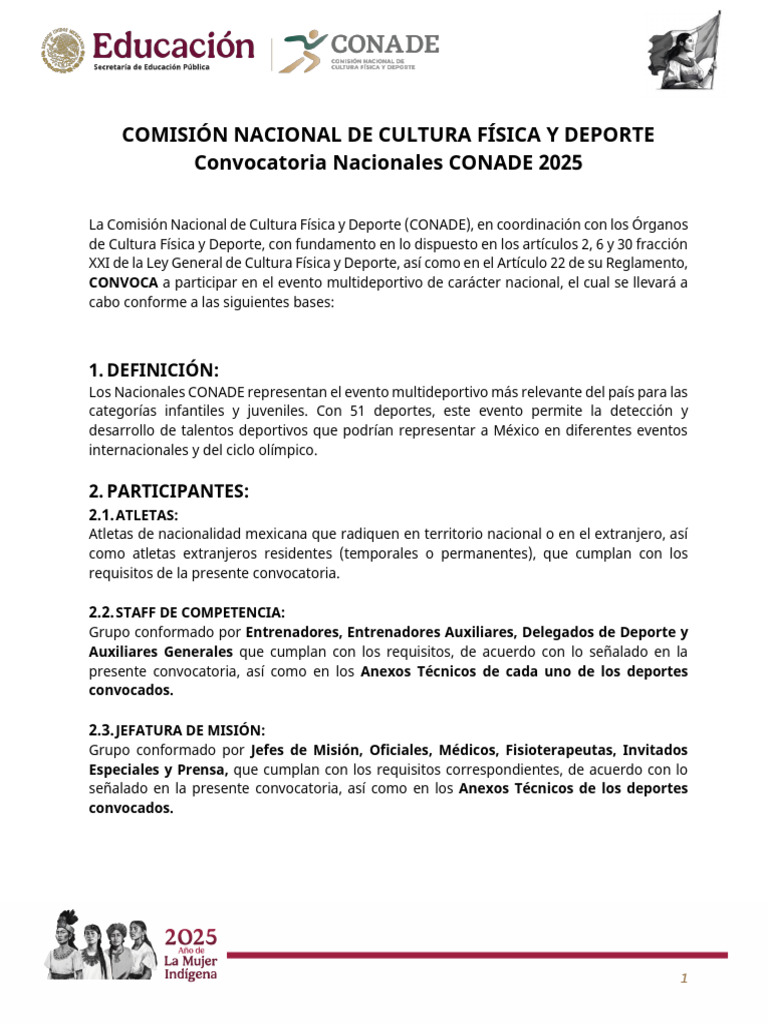 Convocatoria Nacionales Conade 2025 | PDF | México | Deportes