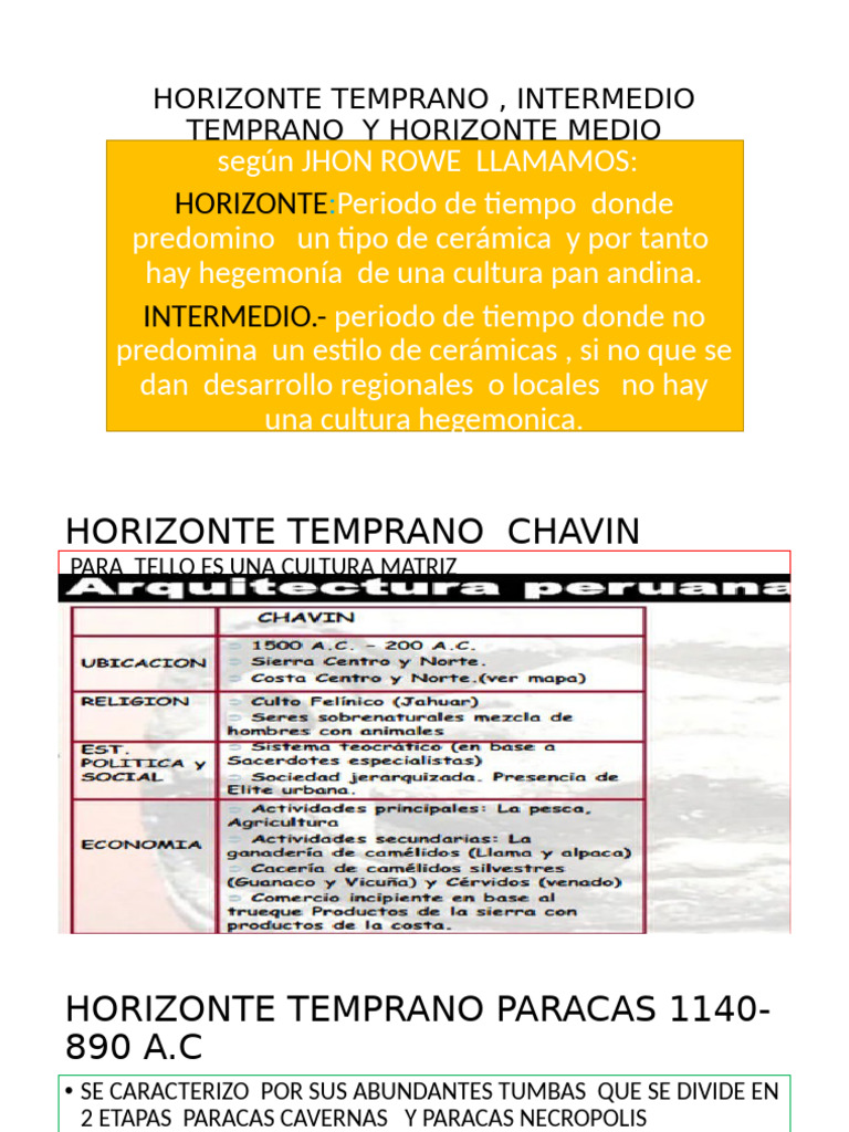 Tema. - Horizonte Temprano, Intermedio Temprano y Horizonte Medio | PDF ...