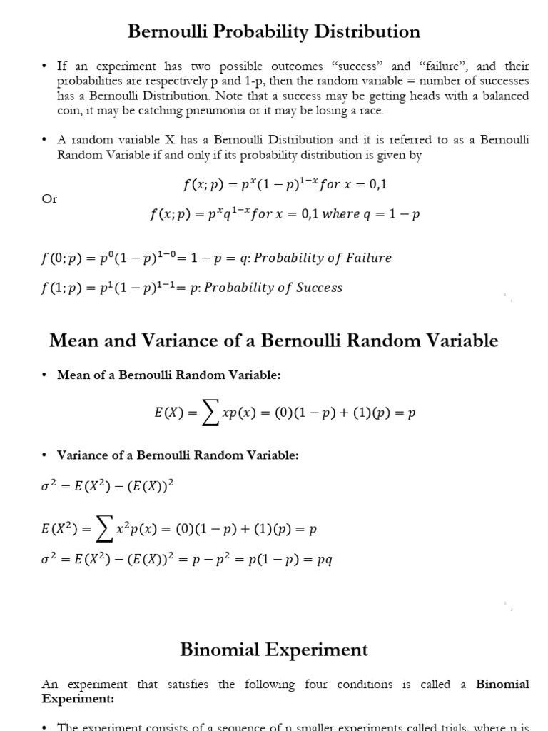 Topic 4 - Bernoulli and Binomial Probability Distributions | PDF | Scientific Method ...