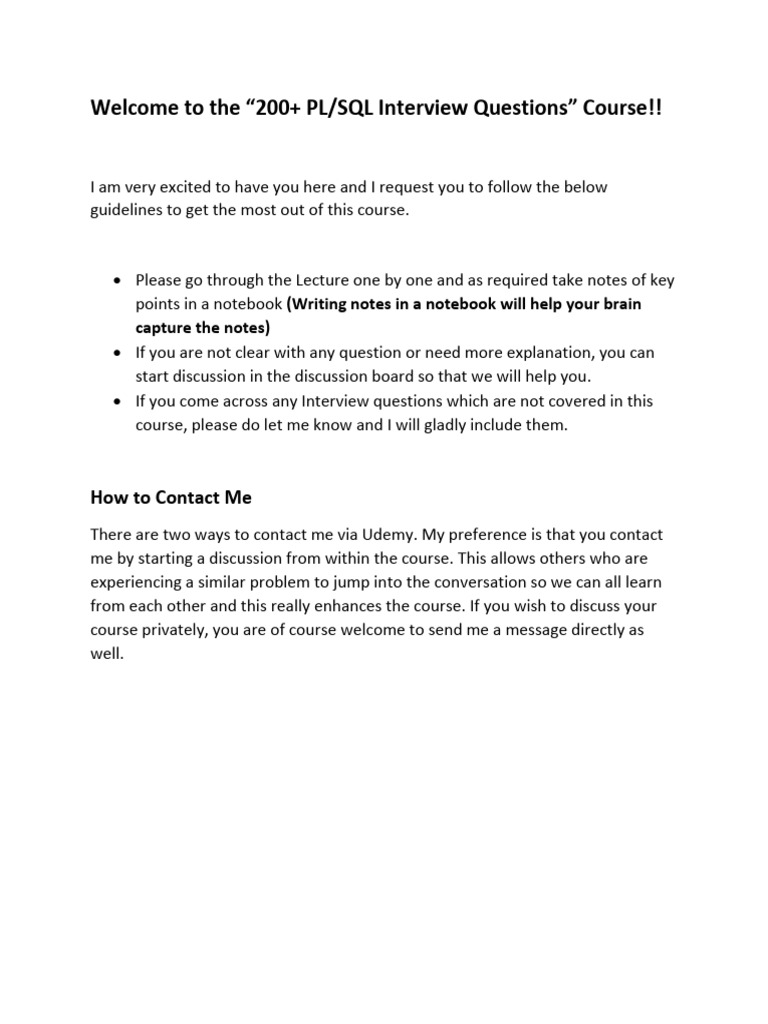 200+ PL/SQL Interview Questions Course | PDF