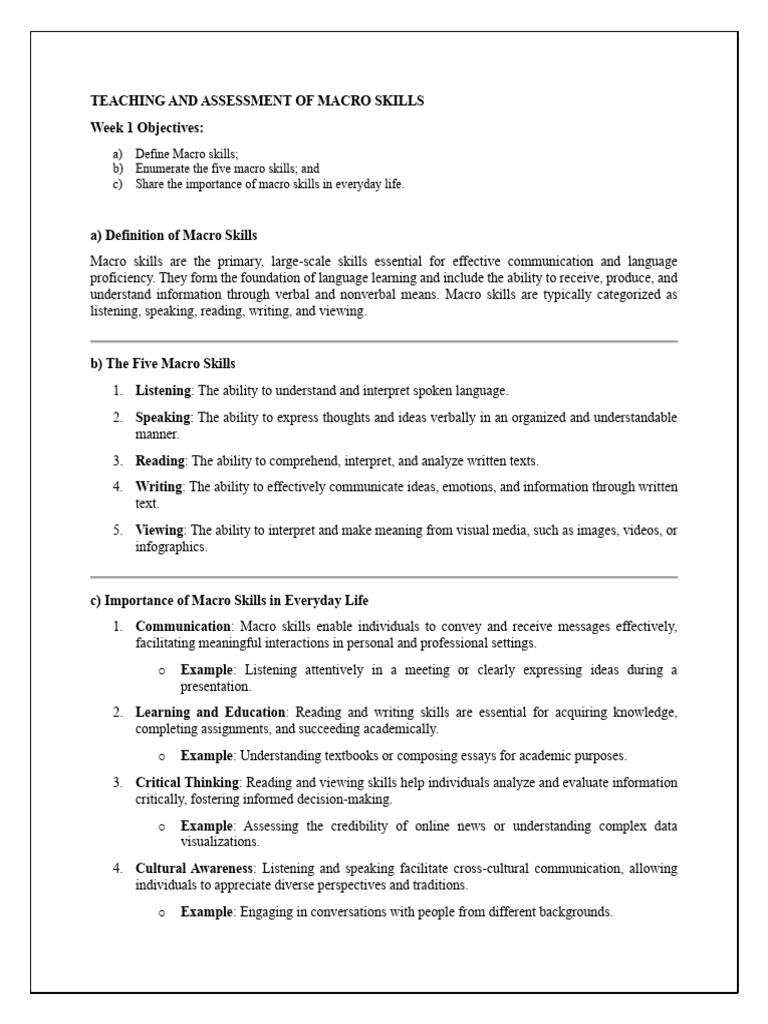 Teaching Macro Skills in English Education | PDF | Communication | Teachers