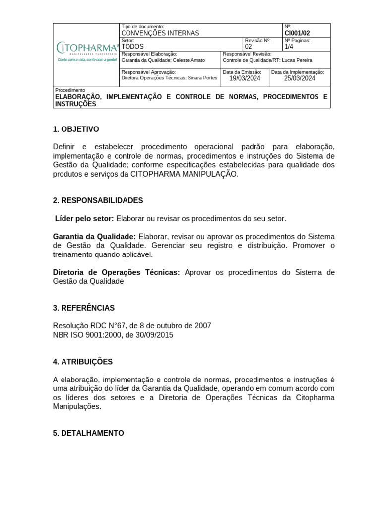 Controle de Normas e Procedimentos Internos | PDF | Gestão de qualidade ...