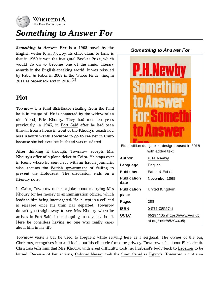 Something to Answer For (1968) | PDF