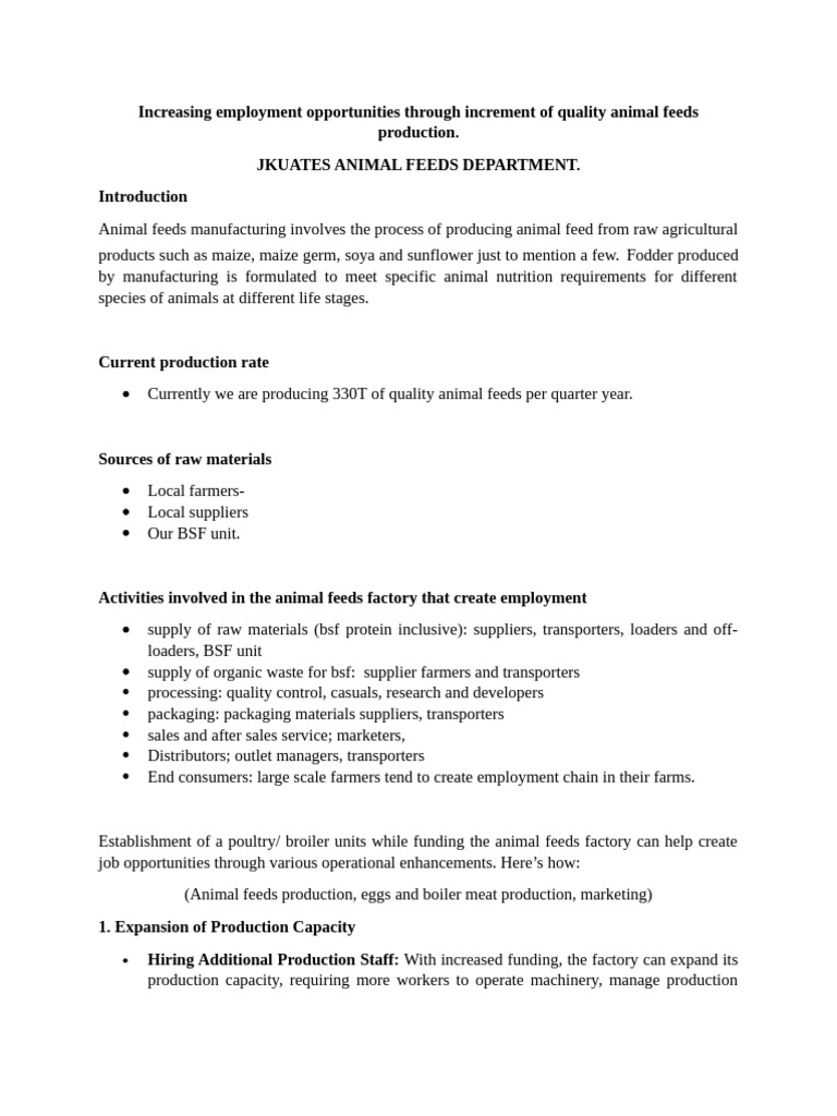 Boosting Jobs via Quality Animal Feeds | PDF | Animal Feed | Logistics