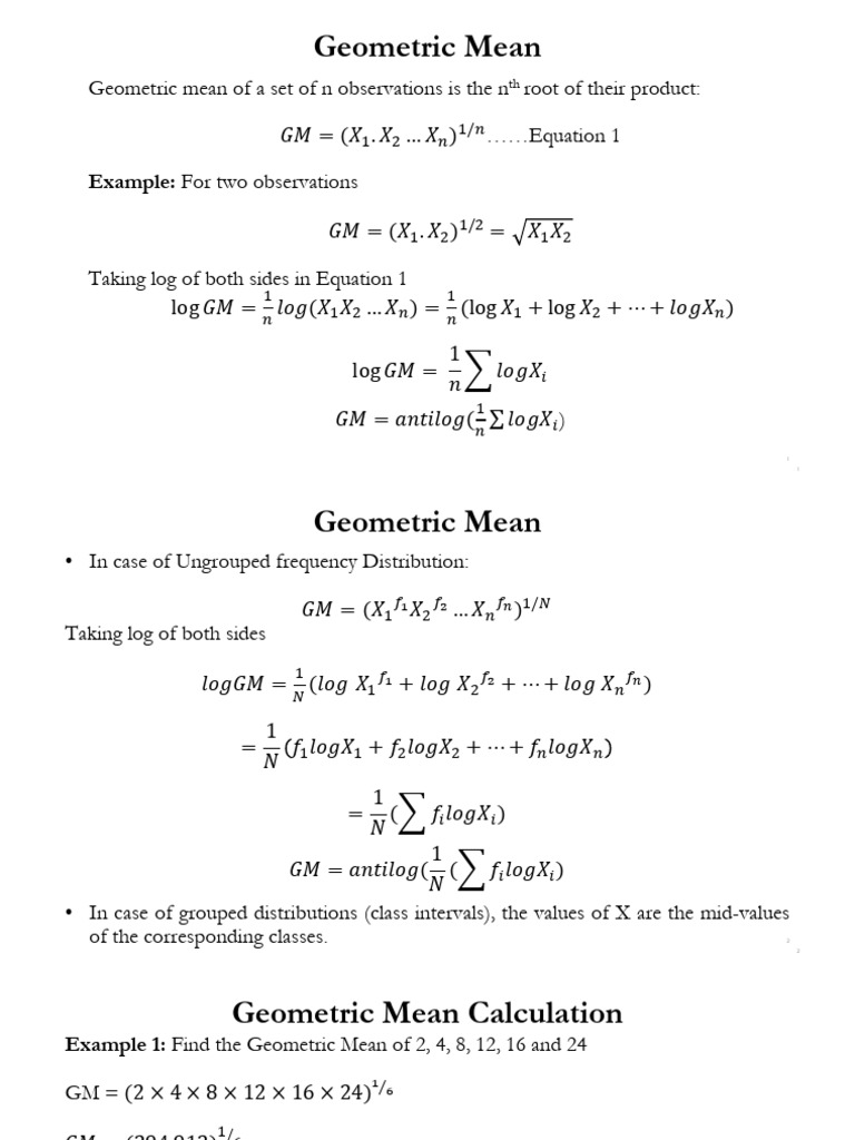 Topic 9_Geometric Mean | PDF | Mean | Logarithm