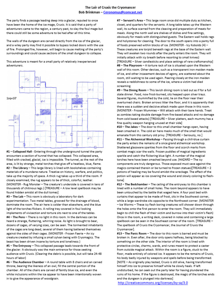 Cruxis the Cryomancer's Dungeon Adventure | PDF