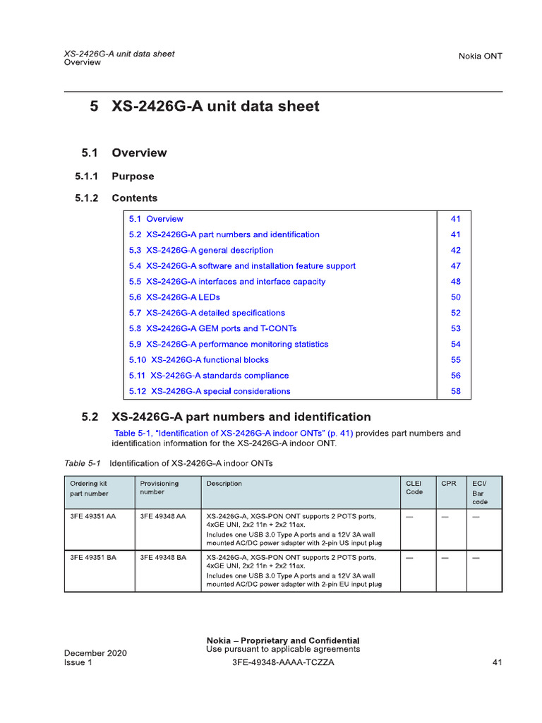 7368 ISAM ONT XS-2426G-A Datasheet | PDF