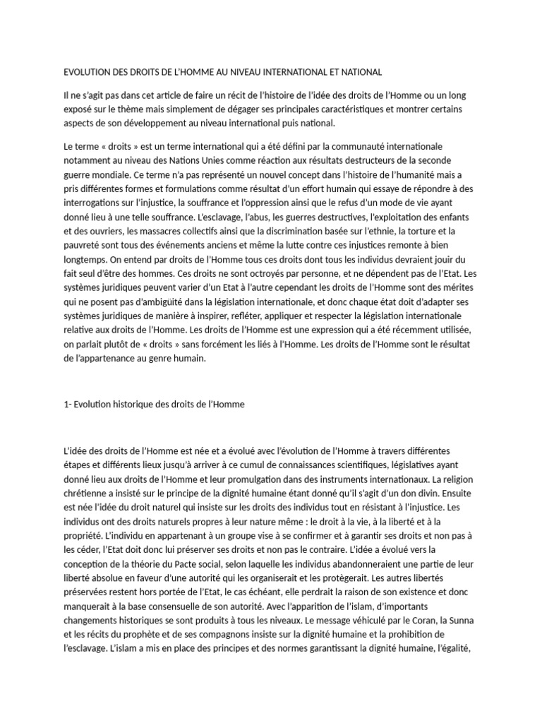 Évolution des droits de l'homme depuis 1789 | PDF | Droits de l'homme ...