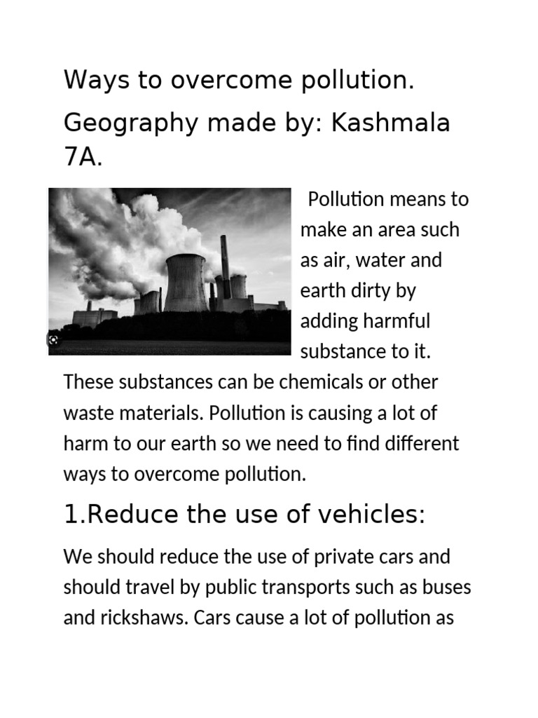Ways To Overcome Pollution | PDF | Atmosphere Of Earth | Pollution