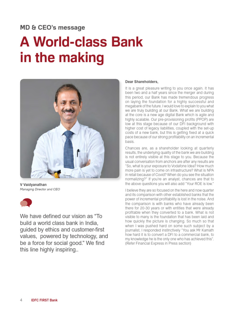 IDFC First Bank Vision 2020-21 | PDF | Banks | Interest