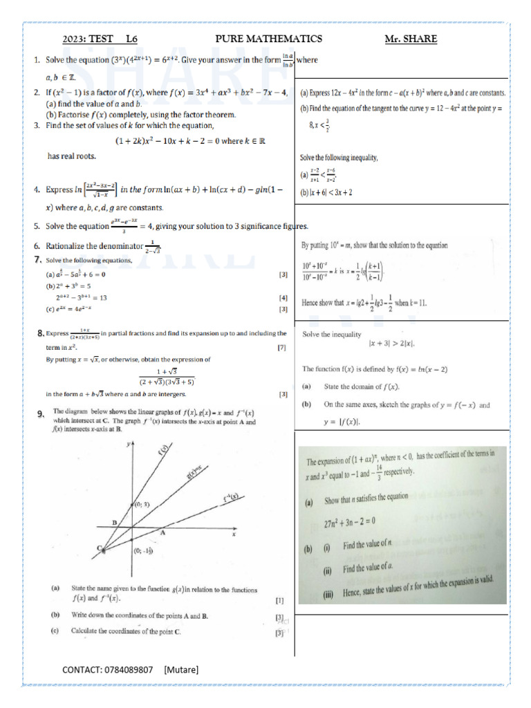 2023 PURE MATHS L6 - Share | PDF