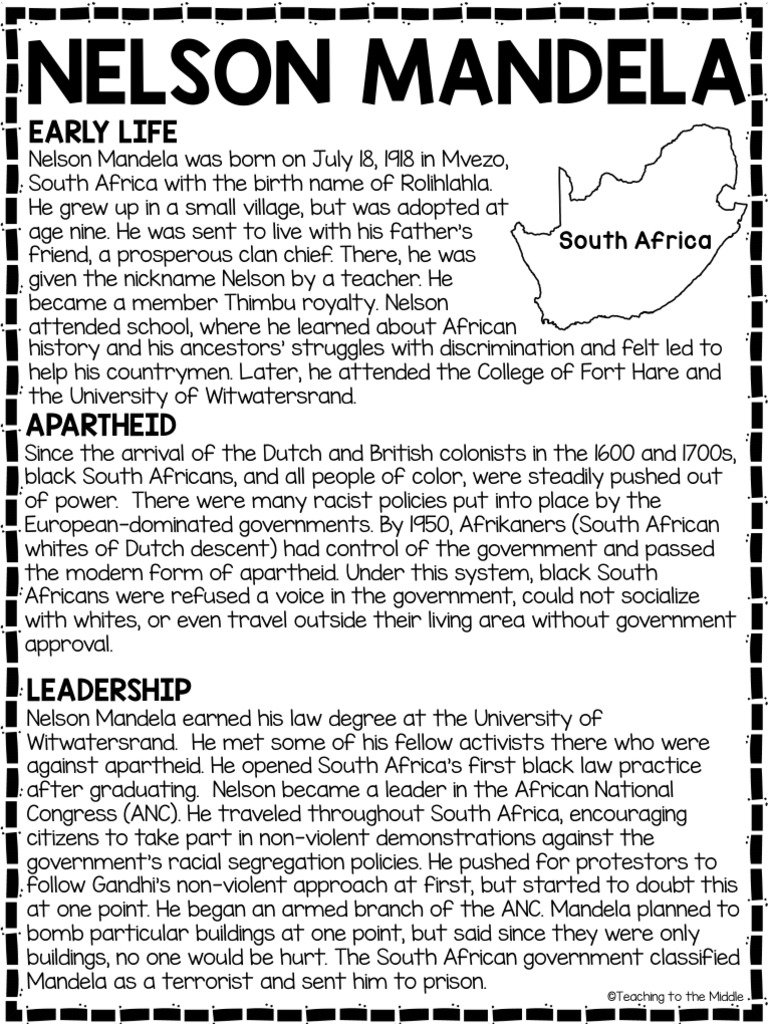 Walter Baldy - Nelson Mandela Student Version BW | PDF | Nelson Mandela ...
