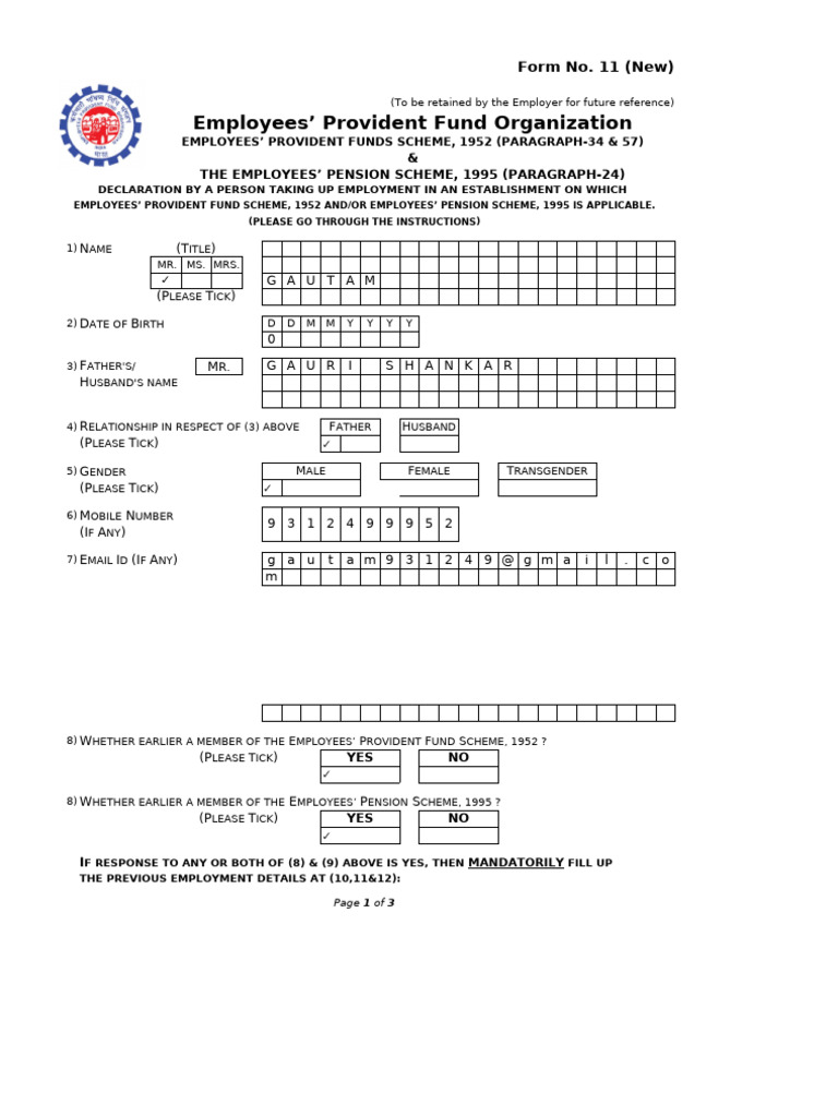 Form 11 Excel Format | PDF