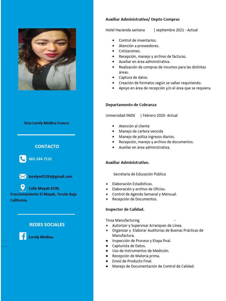 Lorely Medina CV | PDF | Business
