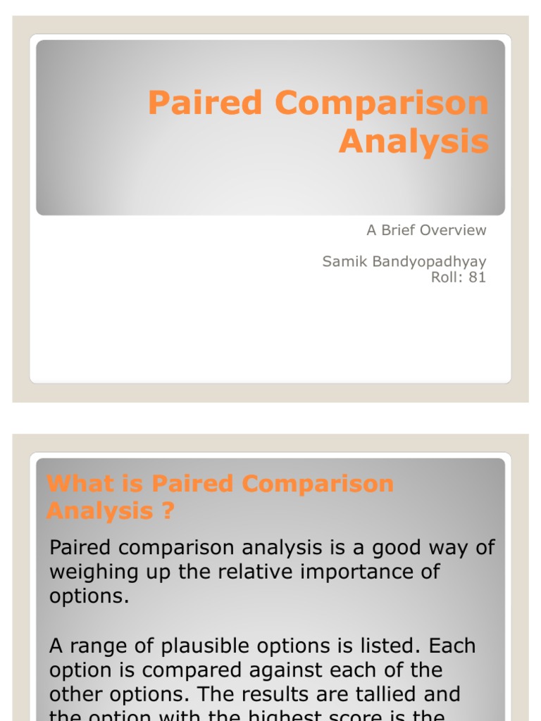 Paired Comparison Analysis Guide | PDF | Career & Growth | Business