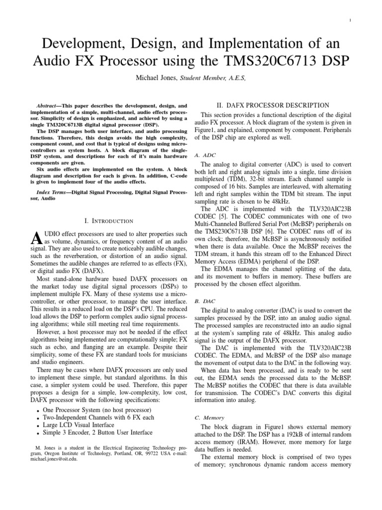 Implementation of An Audio FX Processor Using The TMS320C6713 DSP | Download Free PDF | Digital ...