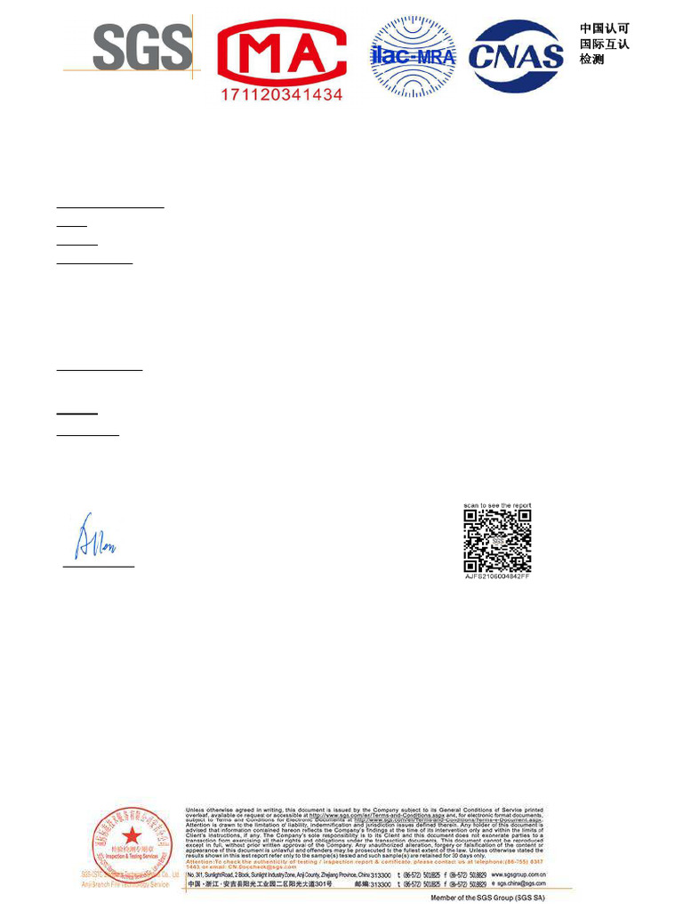 260g Viscose UL 1633 Test Report 260克阻燃黏胶棉防火套FR1633 | PDF
