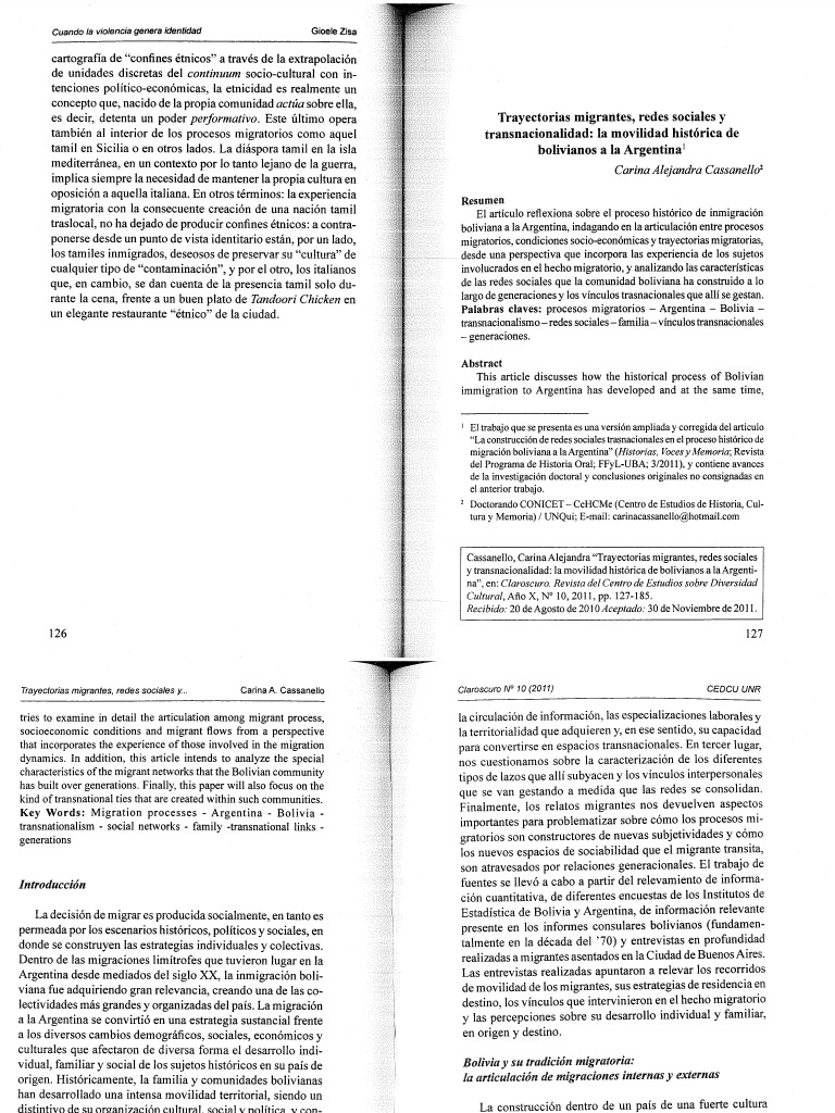 Cassanello. Trayectorias migrantes | PDF