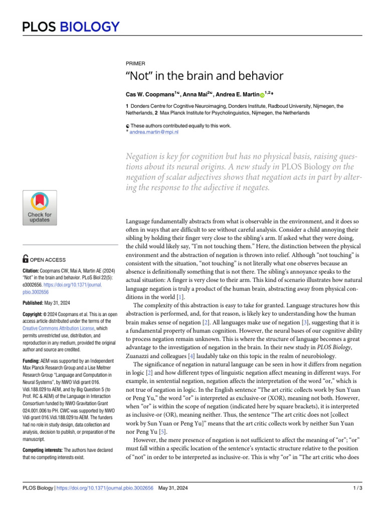 Not in The Brain and Behavior | PDF | Semantics | Adjective