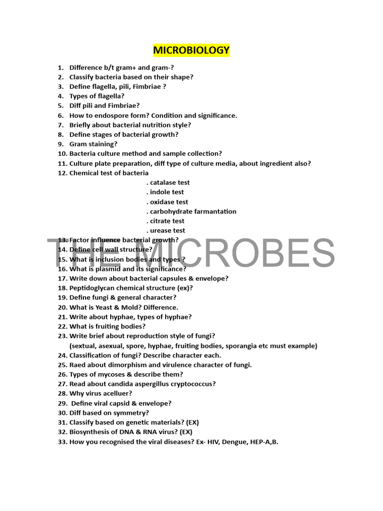 Microbiology Exam Study Guide | PDF