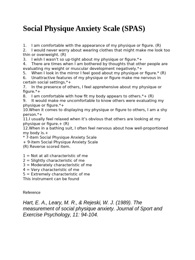 Understanding Social Physique Anxiety Scale | PDF