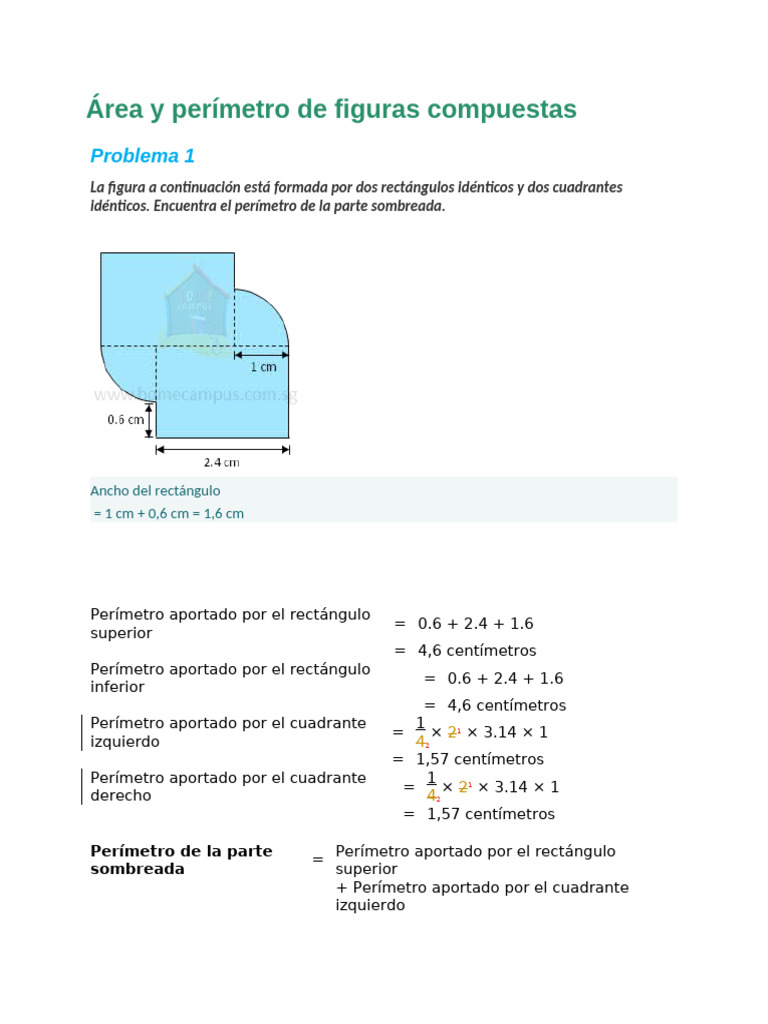 Área y Perímetro de Figuras Compuestas | PDF | Triángulo | Geometría ...