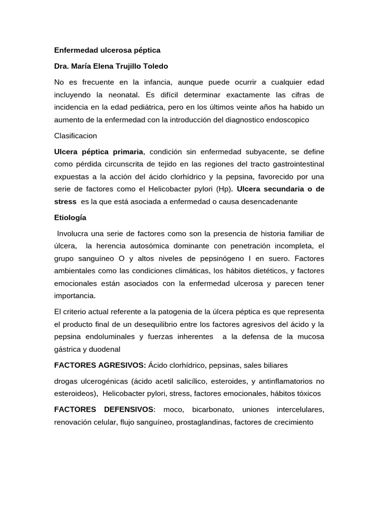 Úlceras Pépticas en Niños | PDF | Especialidades Medicas | Enfermedades ...
