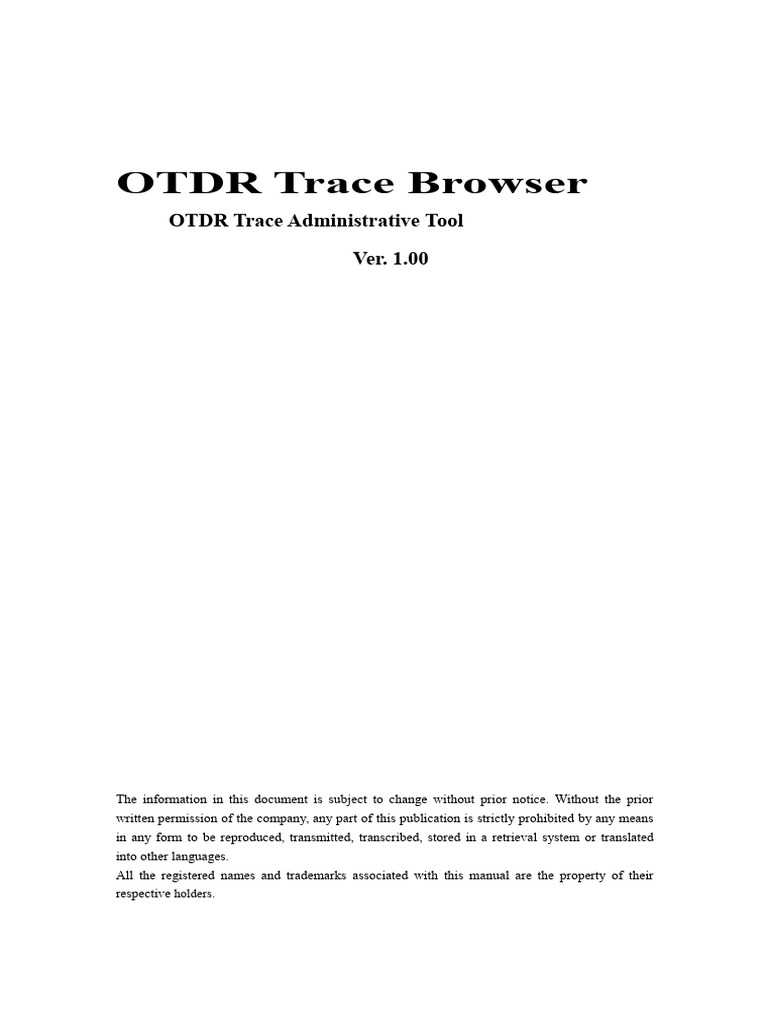 OTDR Trace Browser User Guide V1.0 | PDF | Menu (Computing) | Window (Computing)