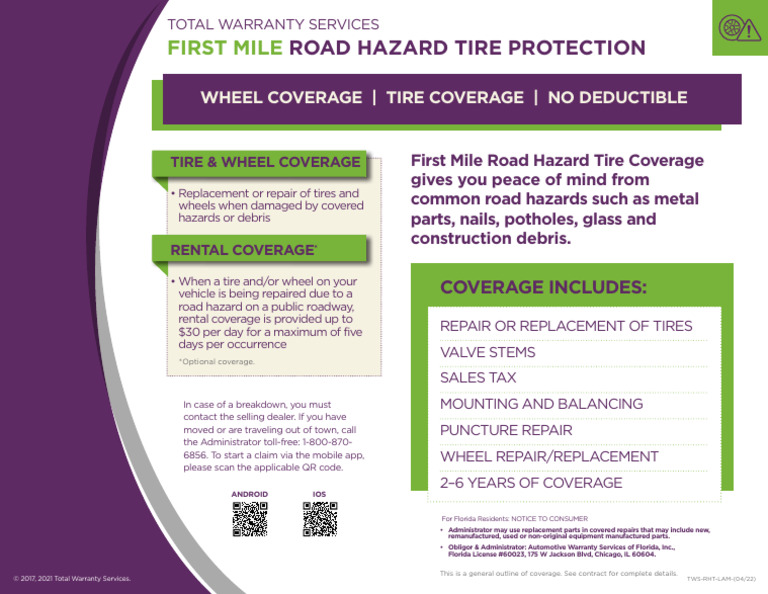 First Mile Road Hazard Tire Protection Laminate | PDF | Tire | Vehicles
