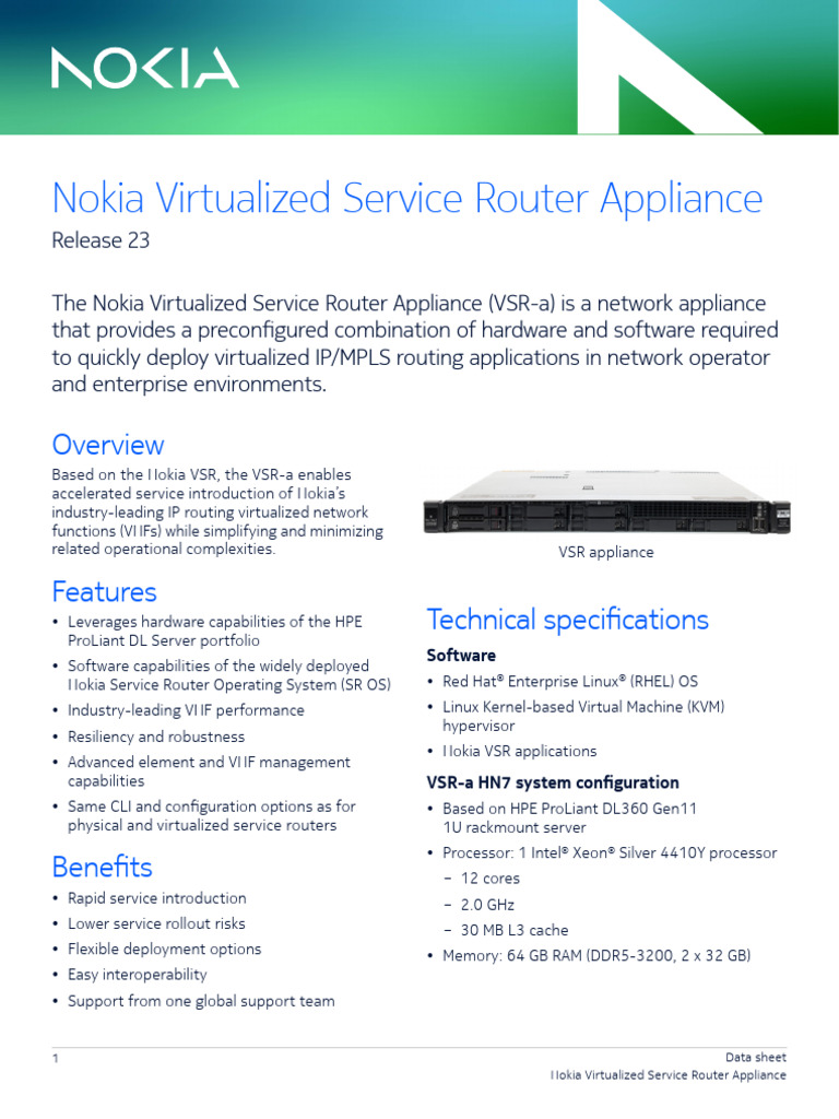 Nokia Virtual Service Router Appliance Data Sheet EN | PDF ...