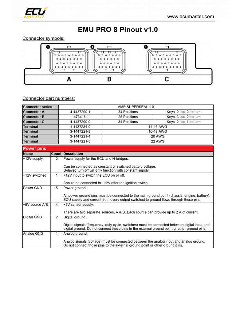 EMU_PRO_8_Pinout_v1.0 | PDF | Thermocouple | Inductor