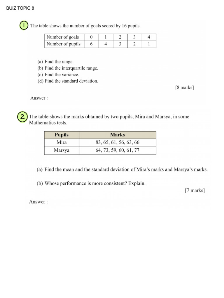 Quiz Topic 8 Overview and Insights | PDF