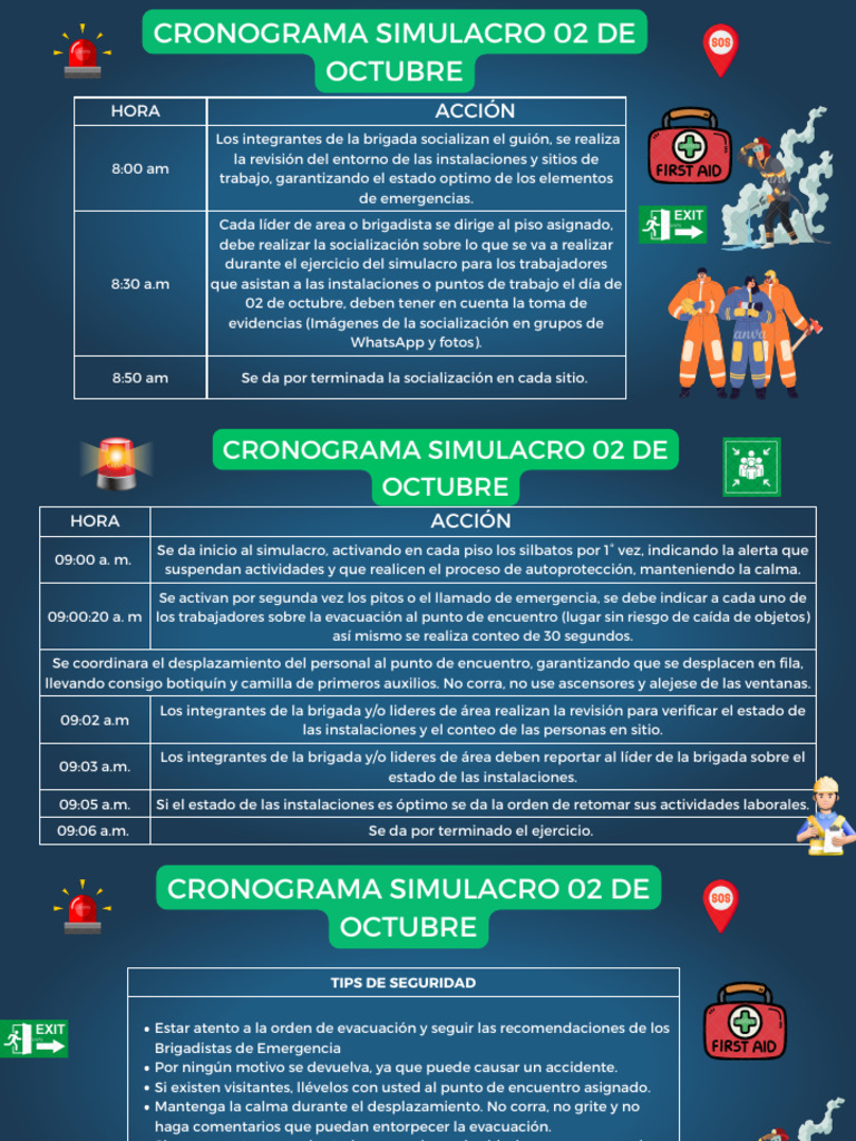 Cronograma Simulacro 02 de Octubre | PDF