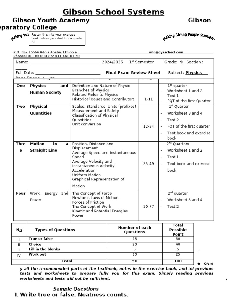 Physics G9 FERS | PDF | Force | Velocity