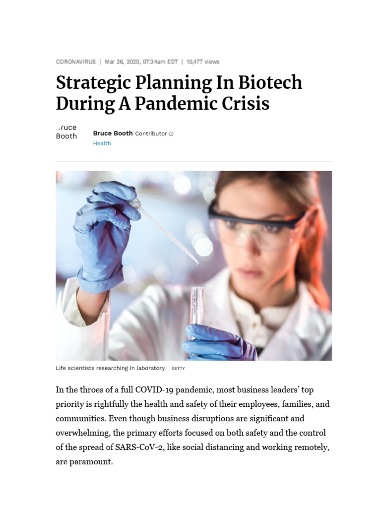 Strategic Planning in Biotech During A Pandemic Crisis | PDF | Phases ...