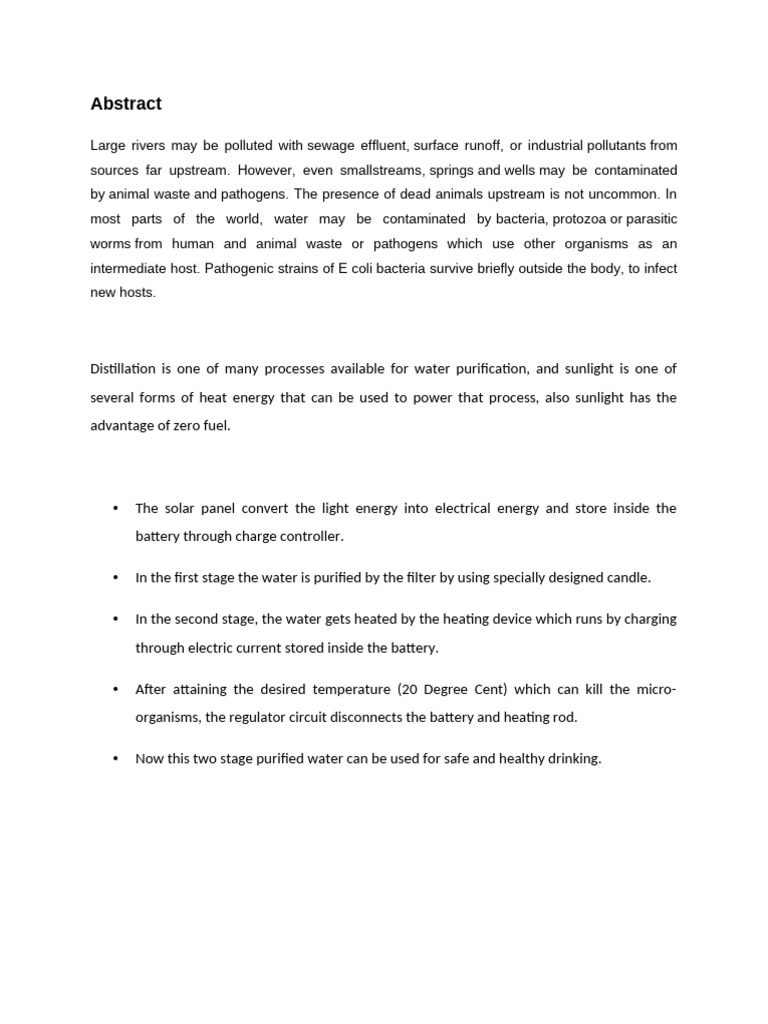 Abstract-SOLAR WATER PURIFIER | PDF