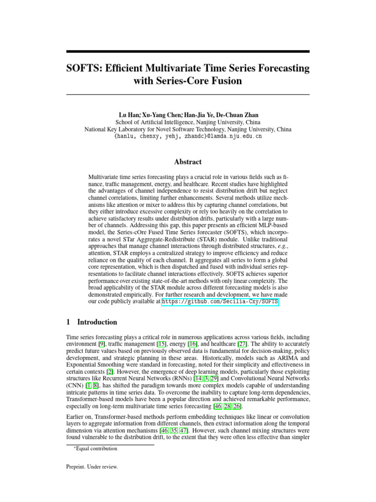 SOFTS Multivariate TimeSeries | PDF | Forecasting | Time Series