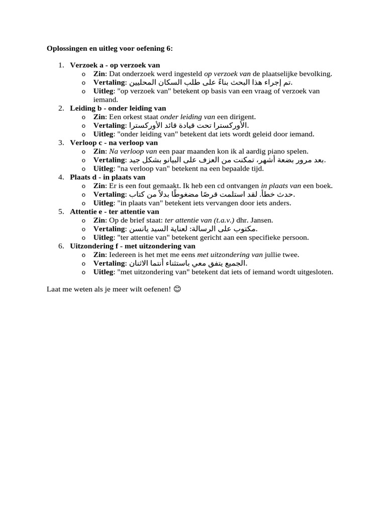 Oplossingen en Uitleg Voor Oefening 6 | PDF