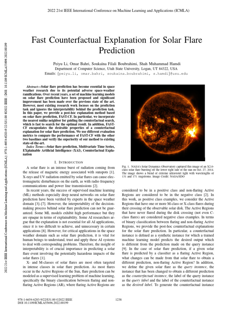 Fast Counterfactual Explanation For Solar Flare Prediction | PDF | Time Series | Machine Learning