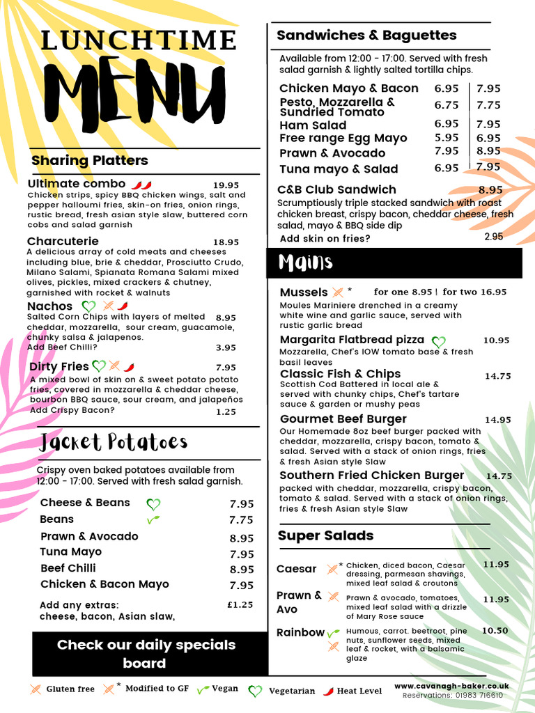 Cavanagh Chips and Menu Highlights | PDF | French Fries | Salad
