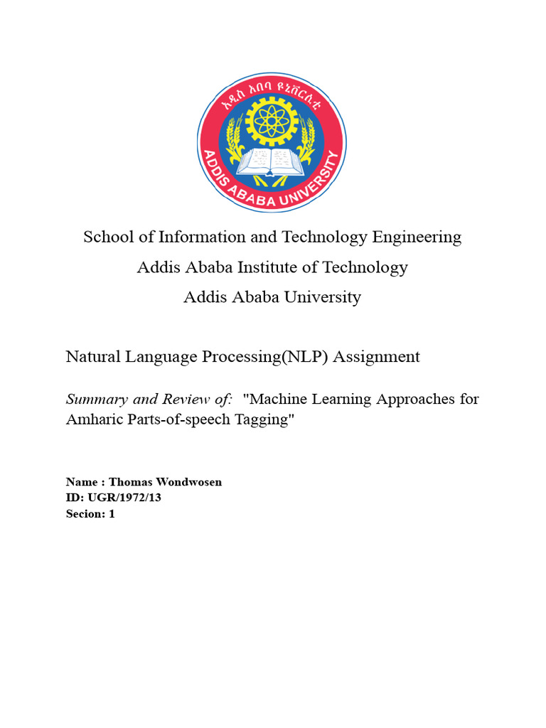 Review - 2018-Machine Learning Approaches For Amharic Parts-Of-Speech Tagging | PDF | Machine ...